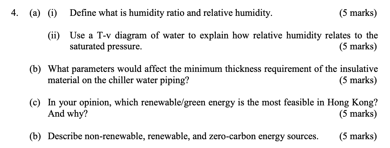 Solved 4. (a) (i) Define what is humidity ratio and relative | Chegg.com