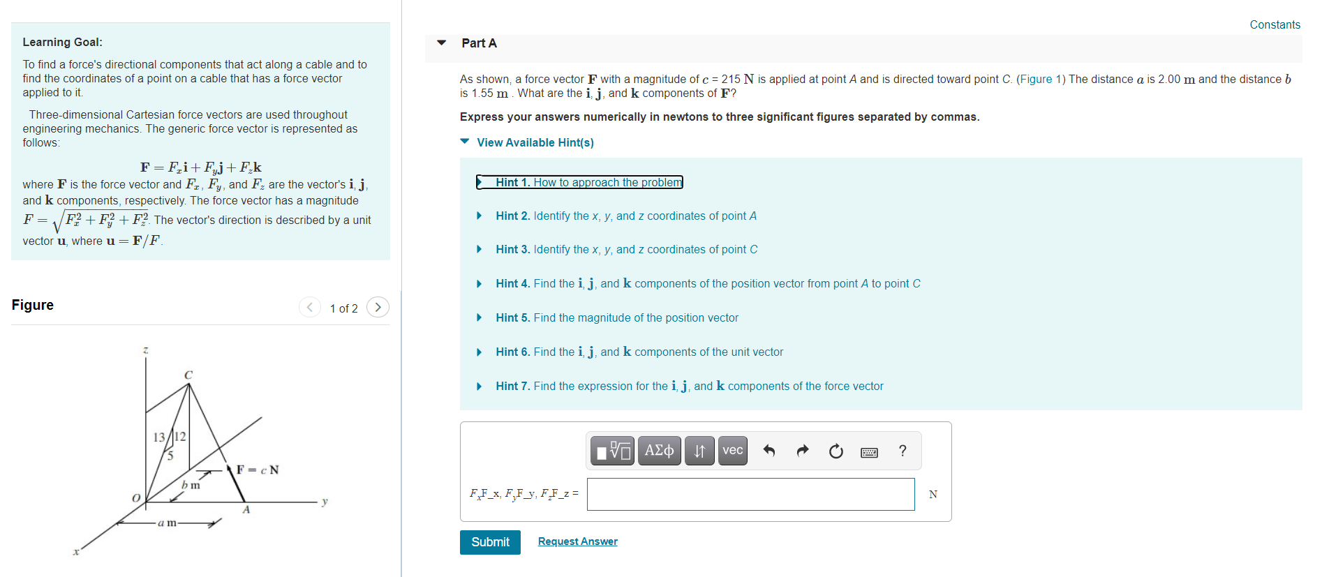 Solved Constants Part A Learning Goal: To find a force's | Chegg.com