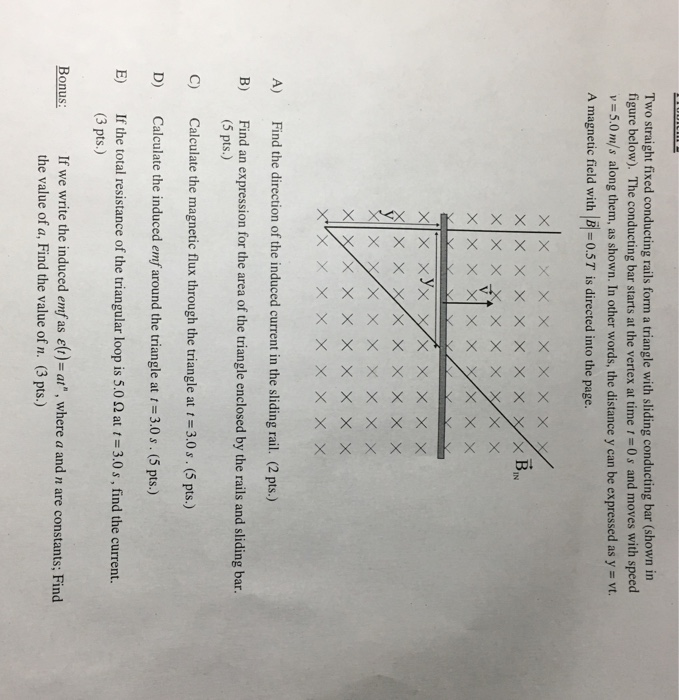 Solved Two straight fixed conducting rails form a triangle | Chegg.com