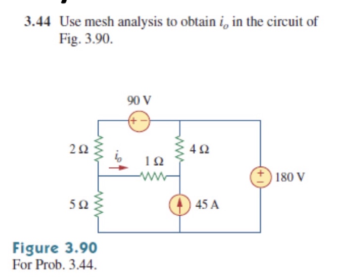 Solved 3.44 Use mesh analysis to obtain i in the circuit of | Chegg.com