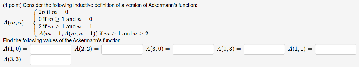 Solved (1 point) Consider the following inductive definition | Chegg.com