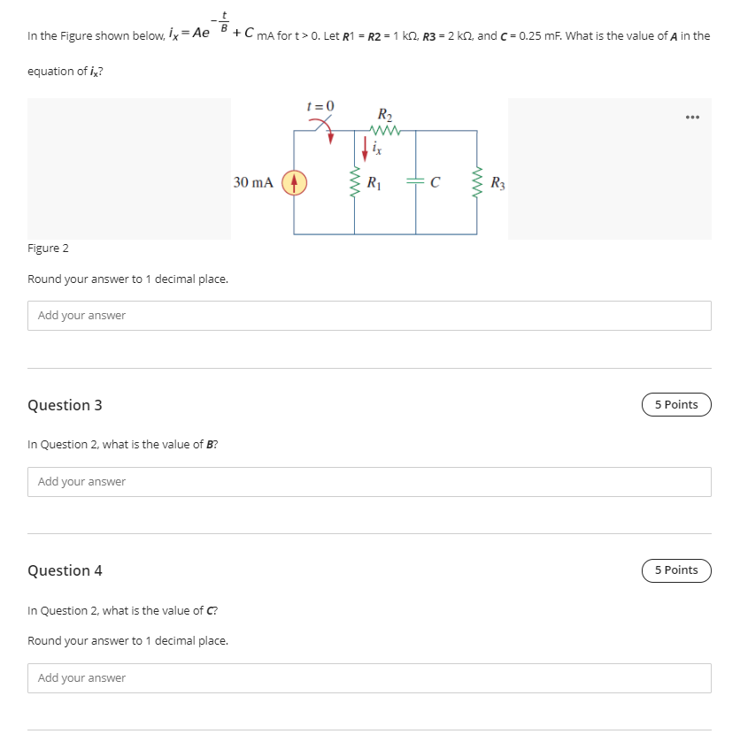 Solved B In the Figure shown below, ix = Ae +C mA for t> 0. | Chegg.com