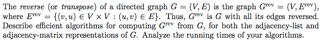 Solved The reverse (or transpose) of a directed graph G (V. | Chegg.com