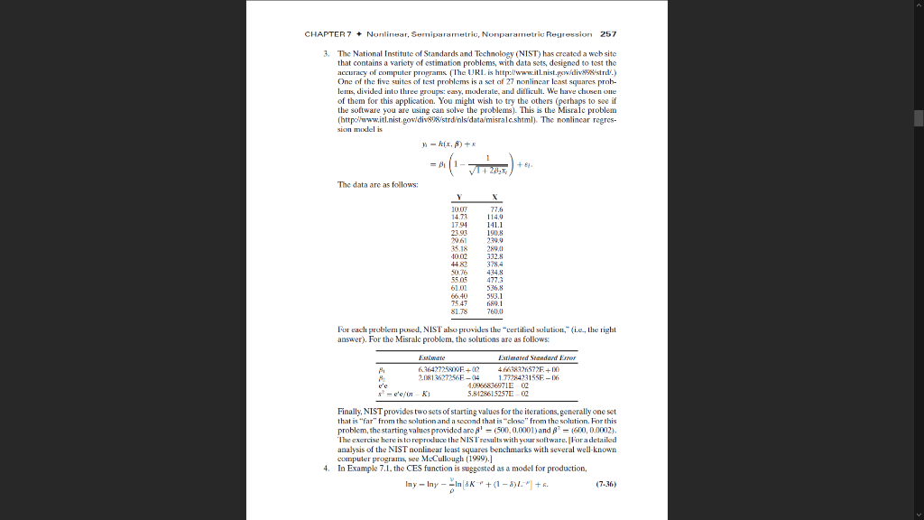 CHAPTER 7 + Nonlinear, Semiparametric, Nonparametric | Chegg.com