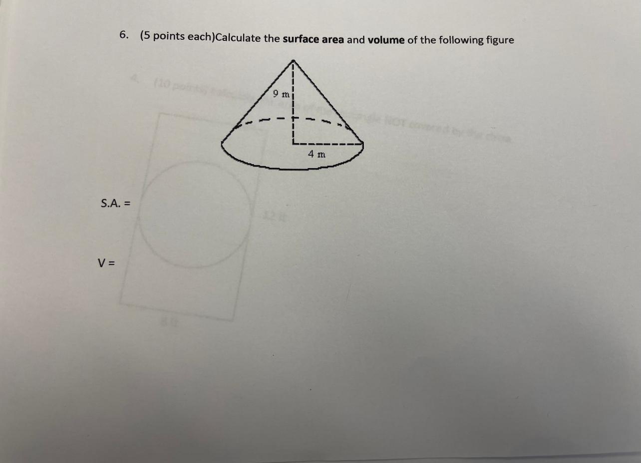 Solved 6. (5 points each)Calculate the surface area and | Chegg.com