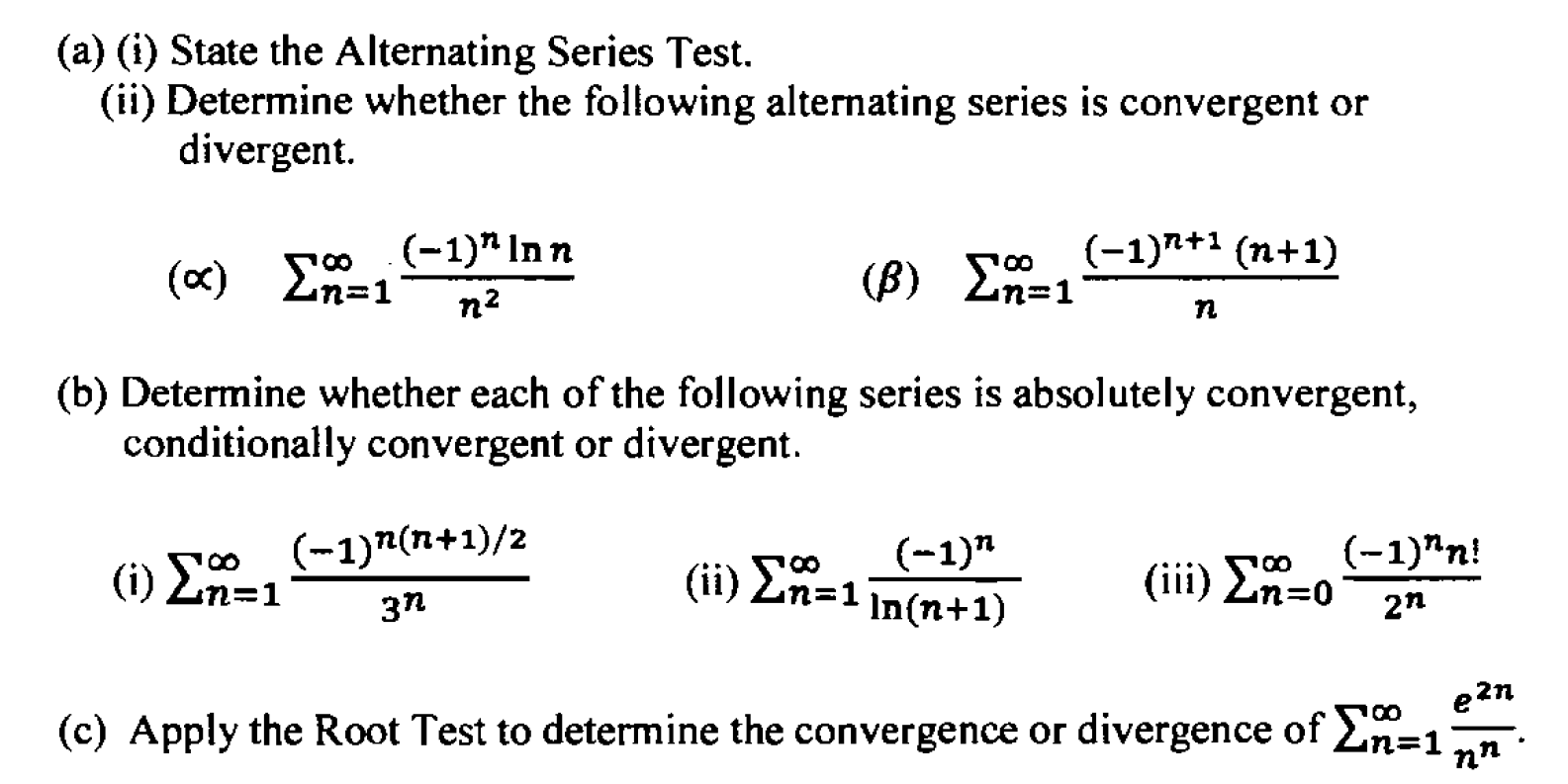 Solved A I State The Alternating Series Test Ii