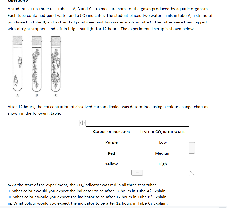 Solved A student set up three test tubes - A, B and C-to | Chegg.com