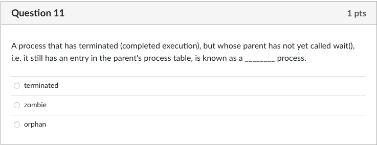 Solved A process that has terminated (completed execution), | Chegg.com