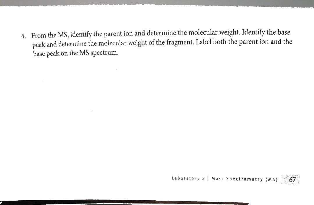 Solved 4. From the MS, identify the parent ion and determine | Chegg.com