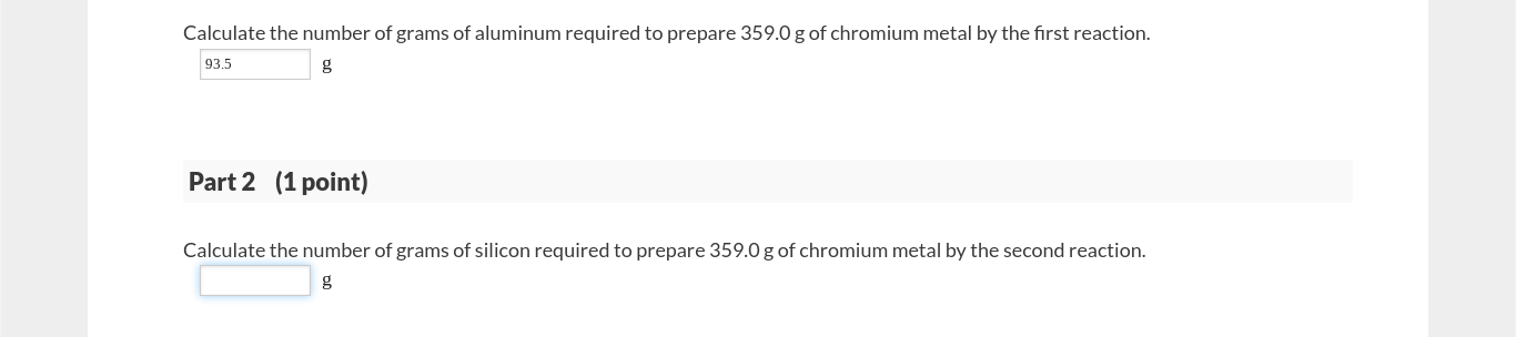 Solved Calculate the number of grams of aluminum required to | Chegg.com