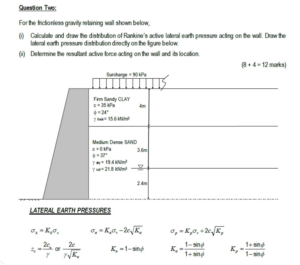 Solved Question Two: For the frictionless gravity retaining | Chegg.com