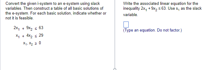 Solved Convert the given i-system to an e-system using slack | Chegg.com
