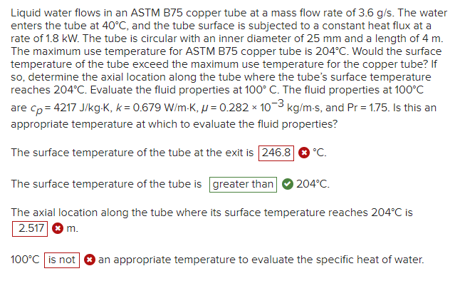 Solved Liquid water flows in an ASTM B75 copper tube at a | Chegg.com