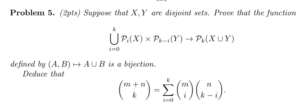 Solved Problem 5. (2pts) Suppose that X, Y are disjoint | Chegg.com