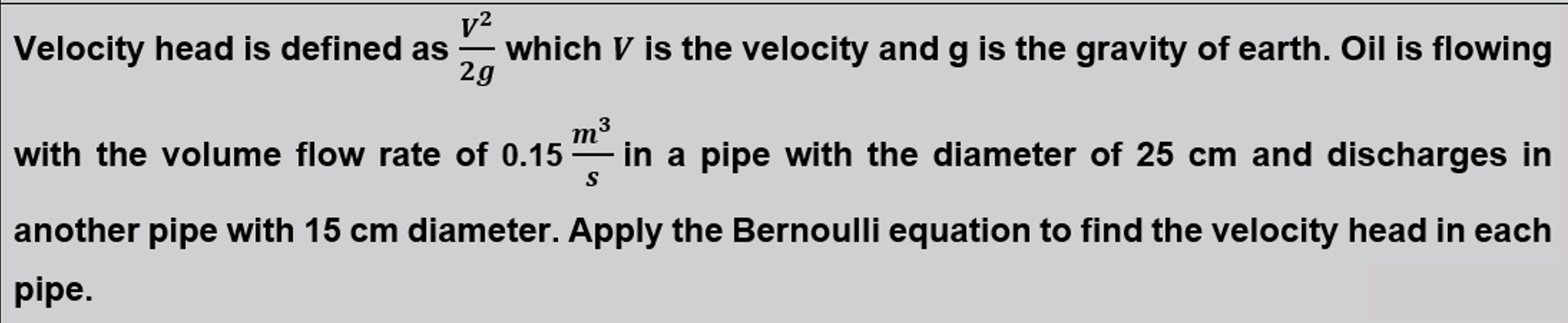 Solved Velocity head is defined as V^2/2g which V is the | Chegg.com