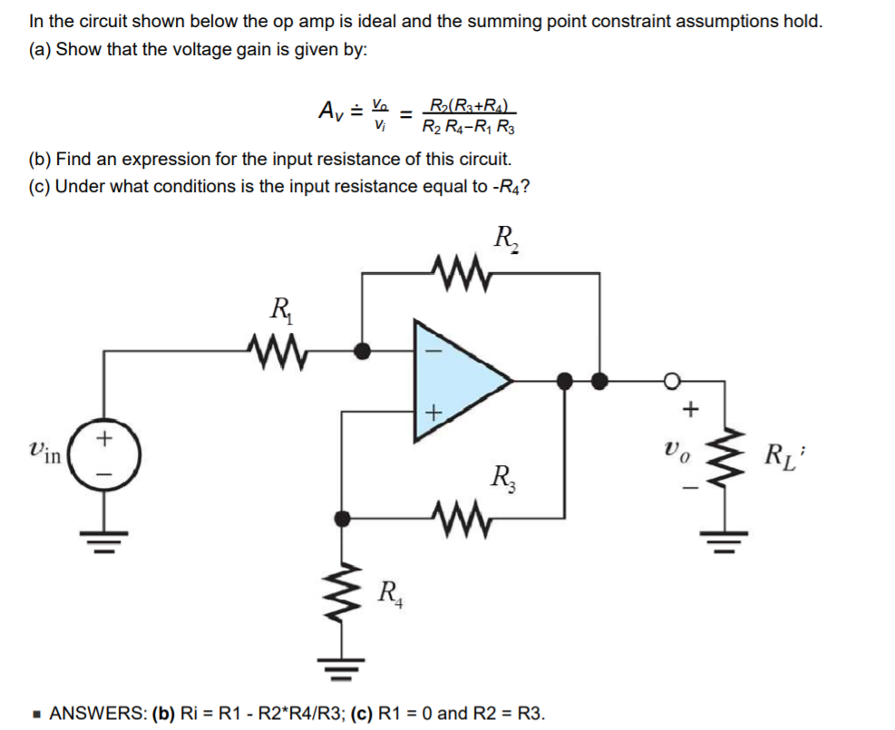 Solved In the circuit shown below the op amp is ideal and | Chegg.com