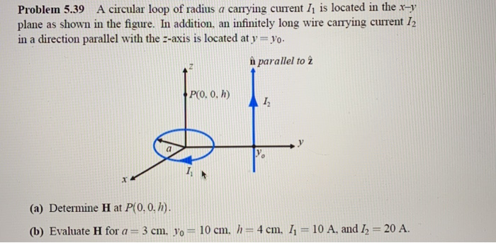 Solved Problem 5.39 A circular loop of radius a carying | Chegg.com