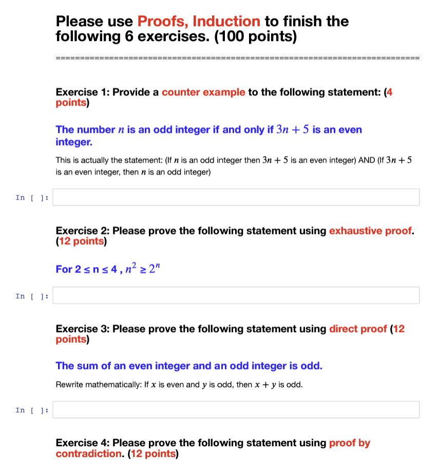 Solved Please use Proofs, Induction to finish the following | Chegg.com