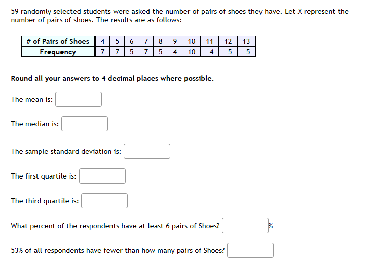 Solved 59 randomly selected students were asked the number | Chegg.com
