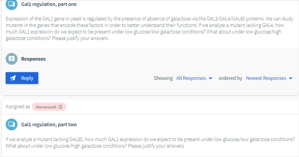 Solved Gali regulation, part one Expression of the GALi gene | Chegg.com