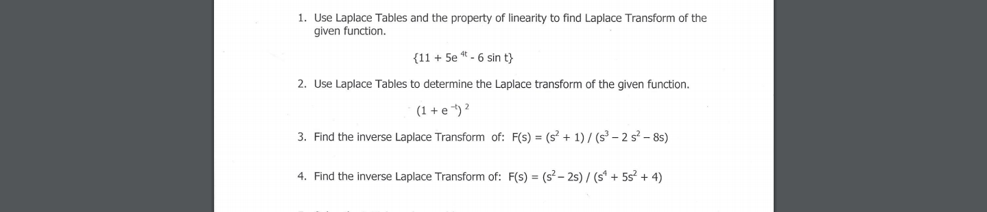 Solved 1. Use Laplace Tables and the property of linearity | Chegg.com