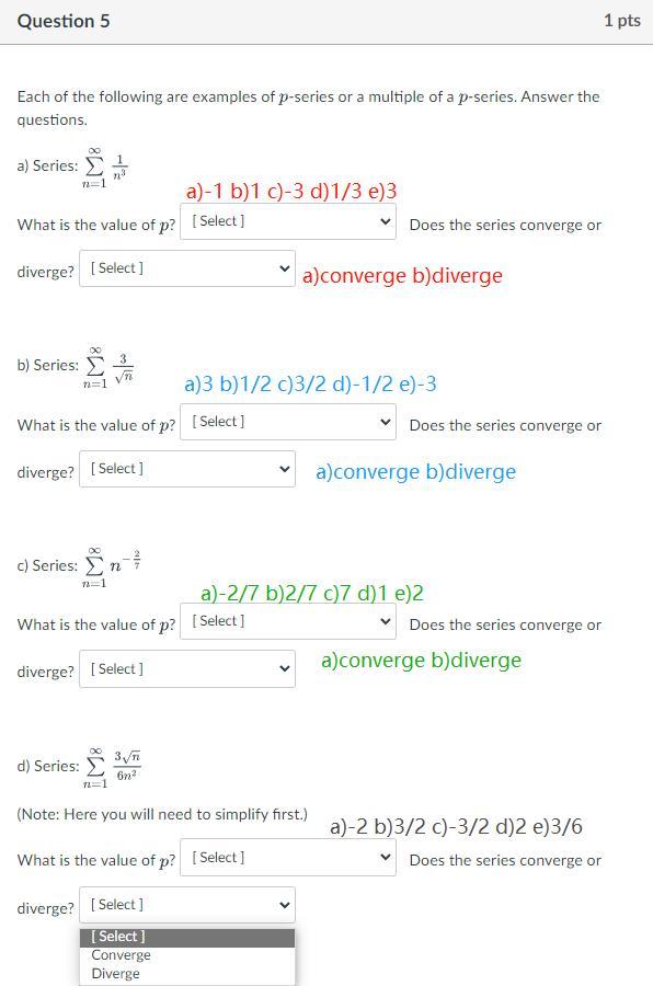 Solved Each of the following are examples of p-series or a | Chegg.com