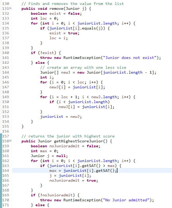 Solved JAVA HELP! I HAVE CLASS JUNIOR AND JUNIOR LIST DONE. | Chegg.com