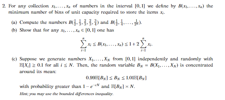 1 1 2. For any collection X1, ... , Xn of numbers in | Chegg.com