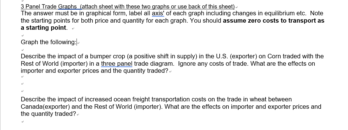 Solved 3 Panel Trade Graphs (attach sheet with these two | Chegg.com