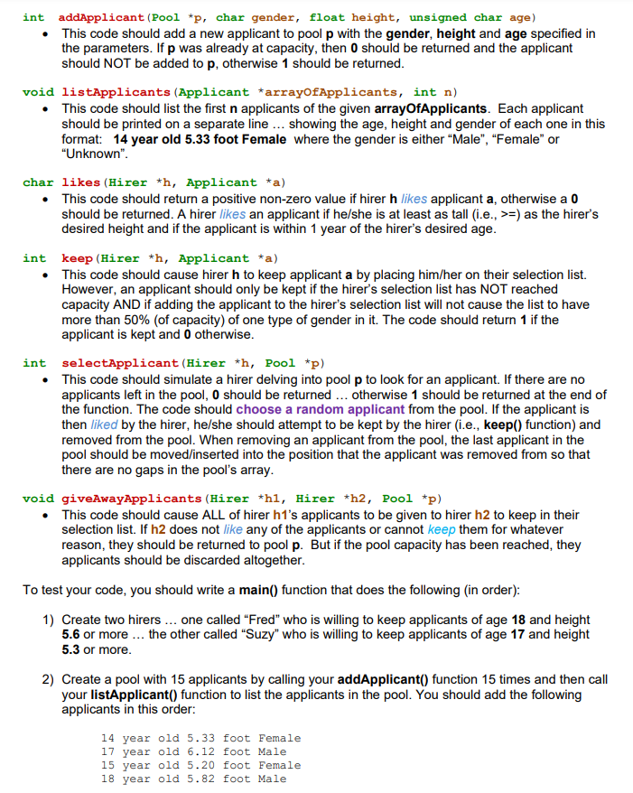 Solved You will write code that simulates people hiring | Chegg.com