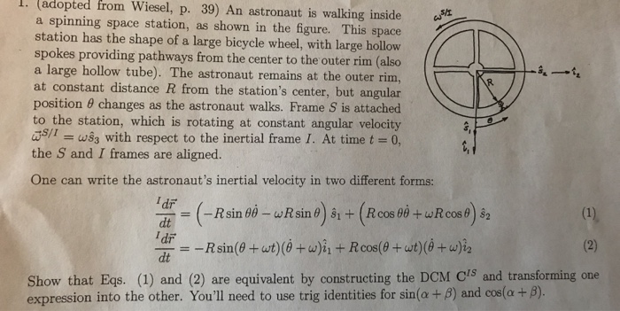Solved An astronaut is walking inside a spinning space | Chegg.com