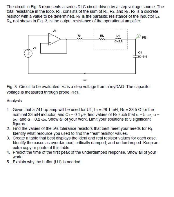 Solved The circuit in Fig. 3 represents a series RLC circuit | Chegg.com