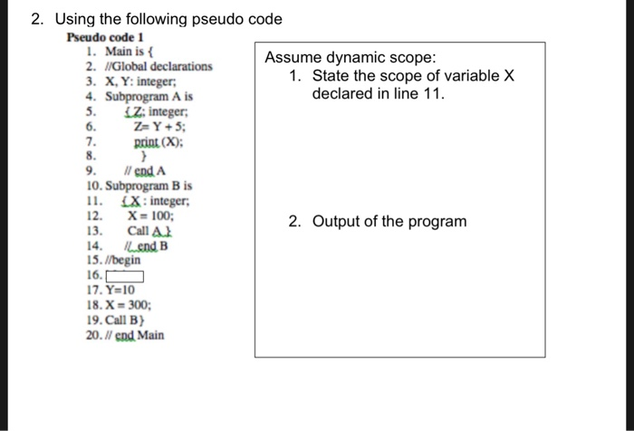 Solved 2 Using The Following Pseudo Code Pseudo Code 1 