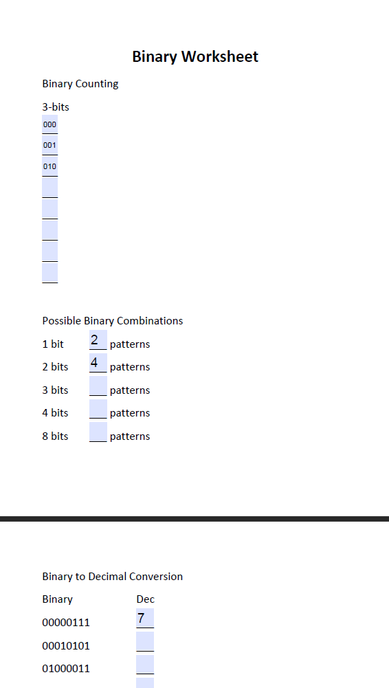 Solved 2 bits patterns 3 bits patterns 4 bits patterns 8 | Chegg.com