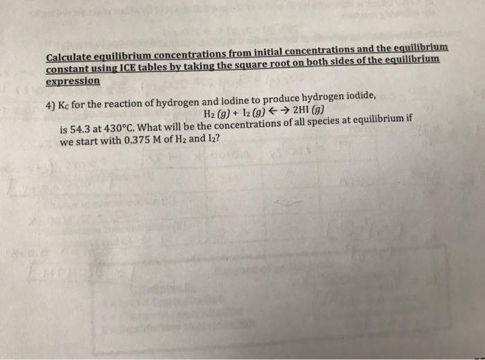 Solved Calculate equilibrium concentrations from initial | Chegg.com
