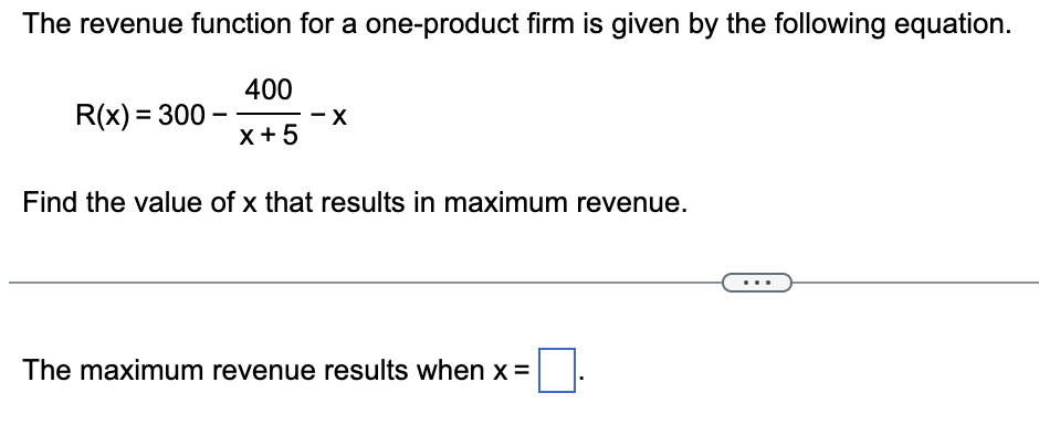 Solved The revenue function for a one-product firm is given | Chegg.com