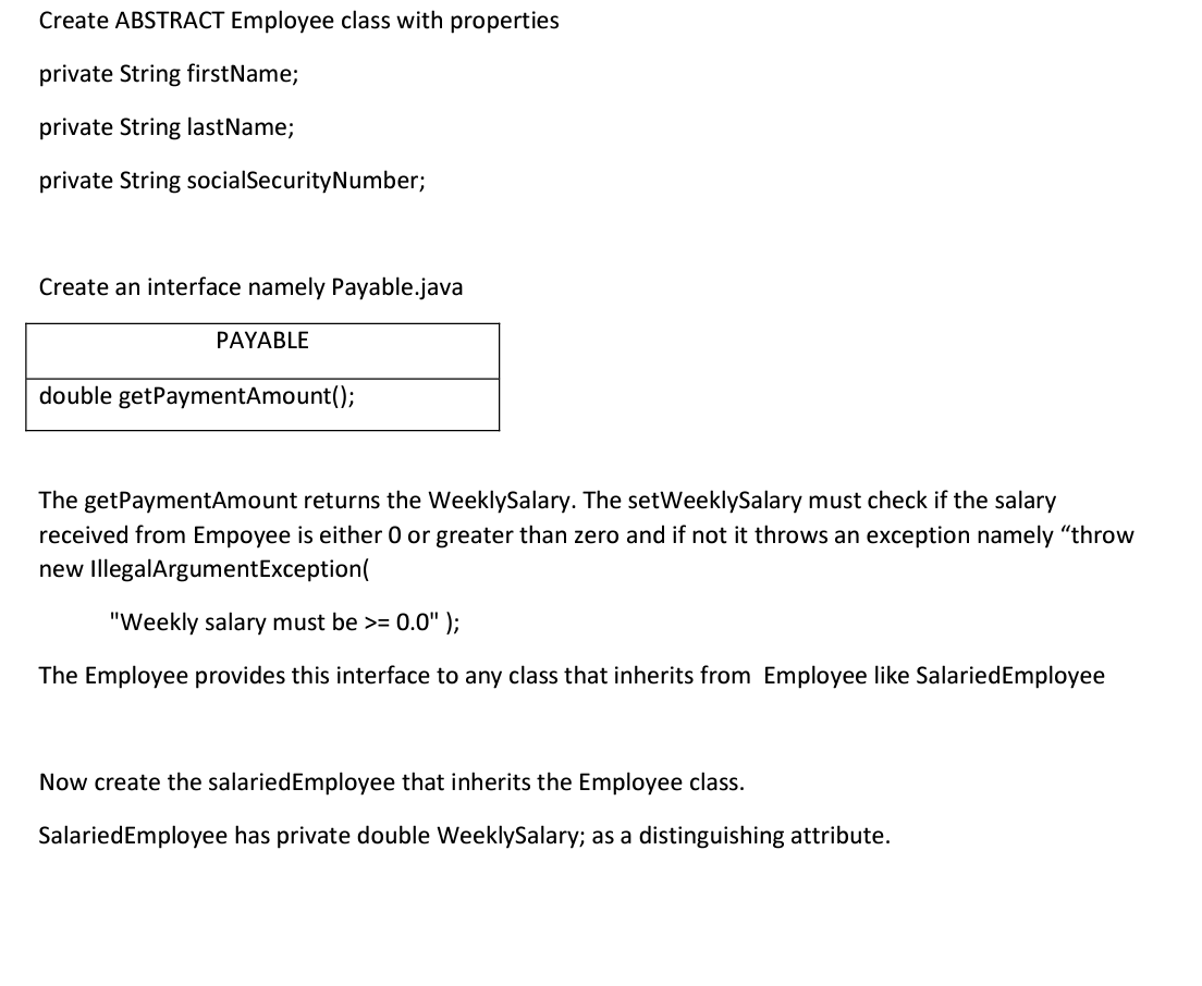 Solved Create ABSTRACT Employee class with properties | Chegg.com