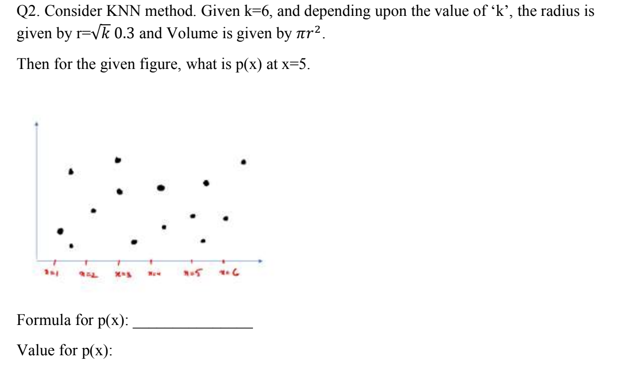 Solved Q2. Consider KNN method. Given k=6, and depending | Chegg.com