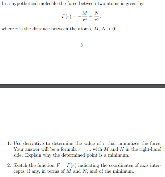 Solved In a hypothetical molecule the force between two | Chegg.com