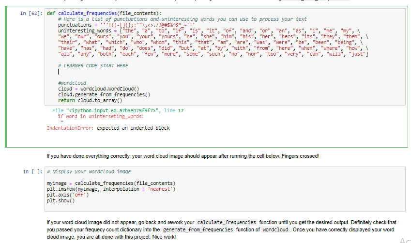 Final Project - Word Cloud For this project, you'll | Chegg.com