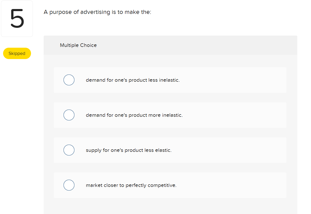 Solved A purpose of advertising is to make the: 5 Multiple | Chegg.com