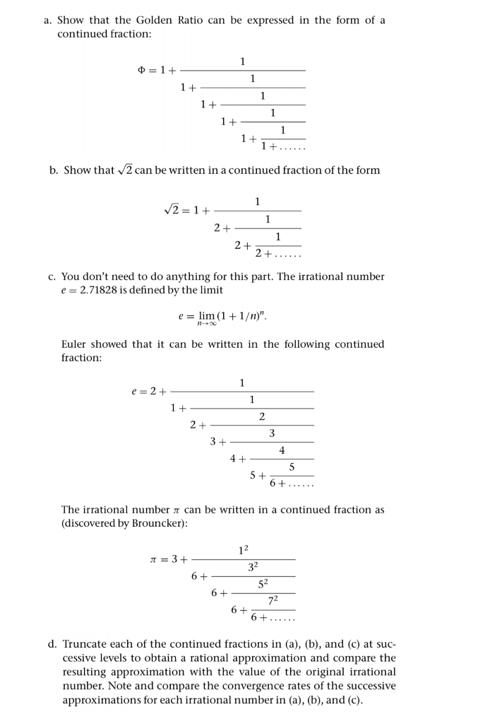 Solved m Rational approximation of irrational numbers: | Chegg.com