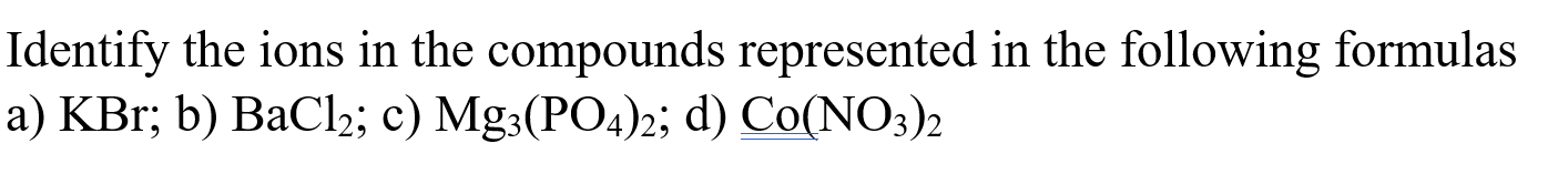 Solved Identify the ions in the compounds represented in the | Chegg.com