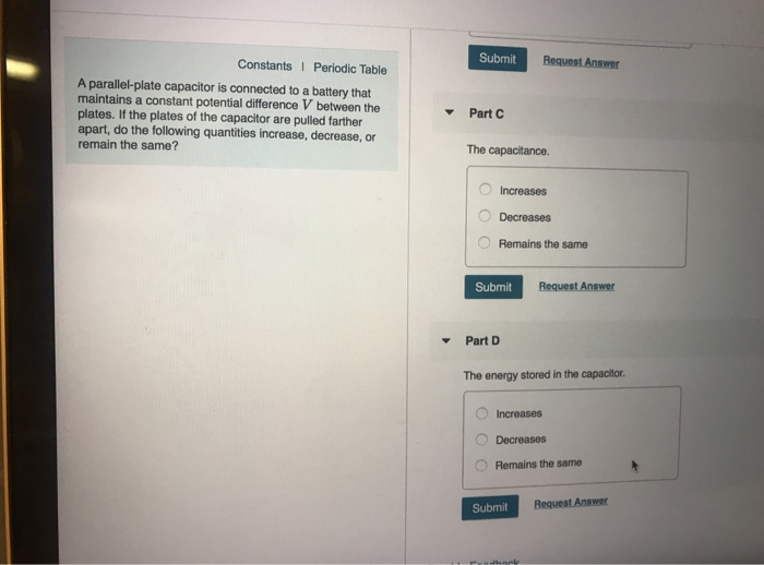 Solved Constants Periodic Table PartA A parallel-plate | Chegg.com