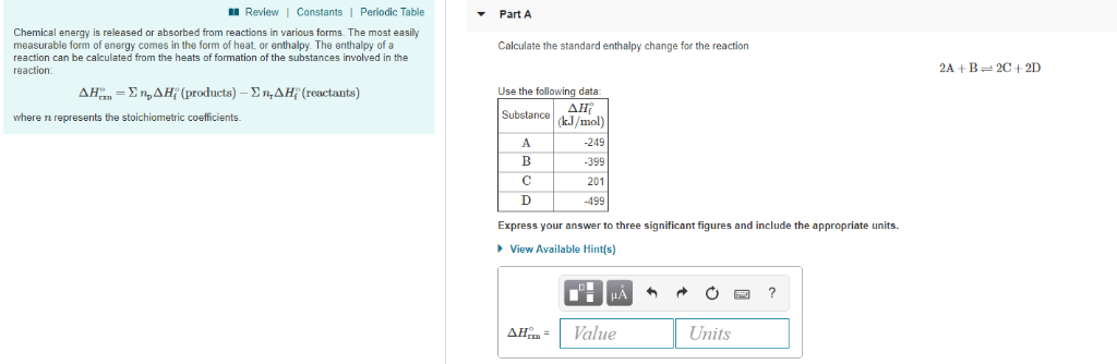 Solved l Review Constants Periodic Table Part A Chemical | Chegg.com