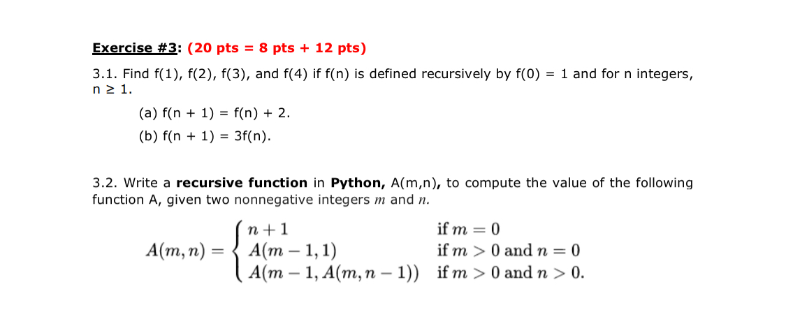 Solved Exercise #3: (20 pts = 8 pts + 12 pts) 3.1. Find | Chegg.com