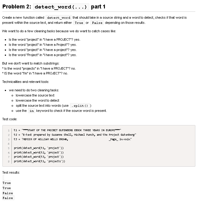 Solved Problem 2: detect_word(...) part 1 Create a new | Chegg.com