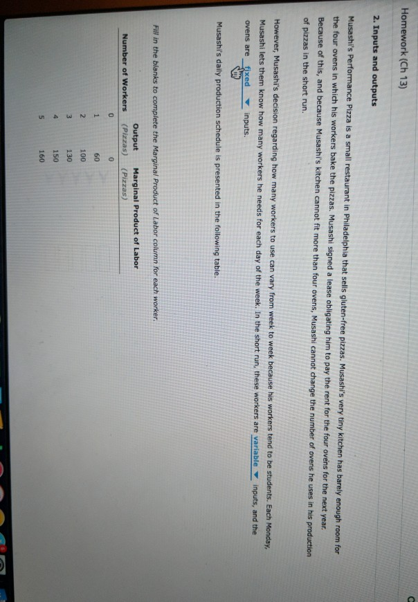 Solved Homework (Ch 13) 2. Inputs and outputs Musash's | Chegg.com