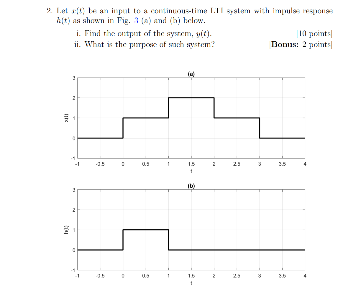Solved 2. Let x(t) be an input to a continuous-time LTI | Chegg.com