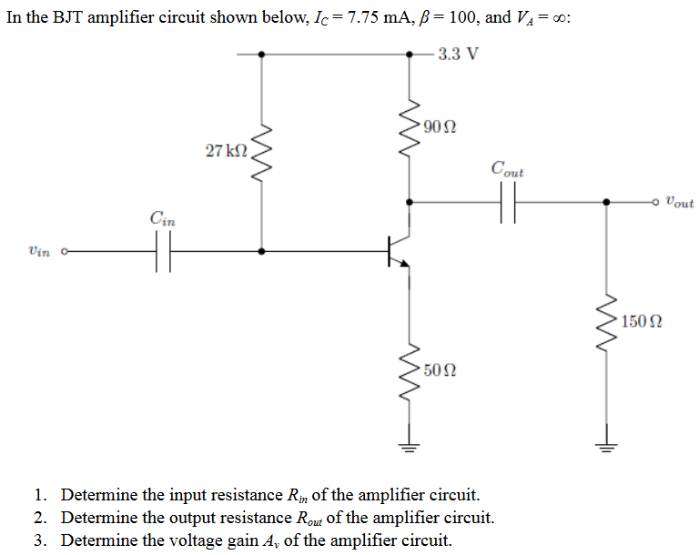 Solved SOLVE IN MATHCAD In the BJT amplifier circuit shown | Chegg.com